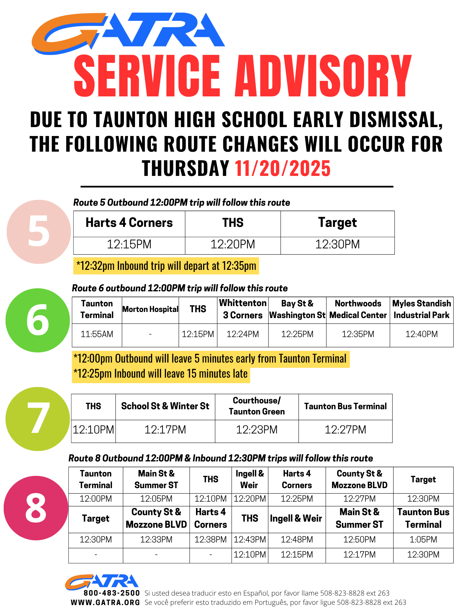 Service Advisory 11/20/2025 – GATRA Website